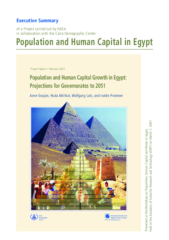 (PDF) Population and Human Capital Growth in Egypt: Projections for ...