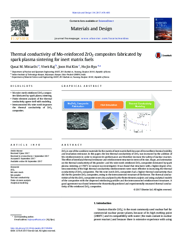 (PDF) Thermal conductivity of Mo-reinforced ZrO2 composites fabricated ...