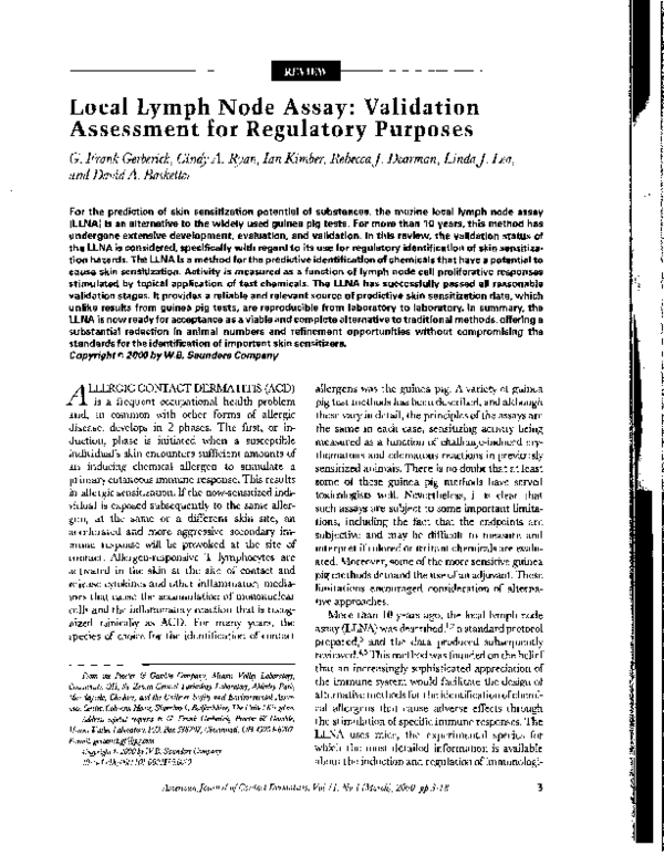 (PDF) Local lymph node assay: validation assessment for regulatory purposes