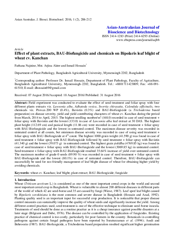 (PDF) Asian-Australasian Journal of Bioscience and Biotechnology Effect ...