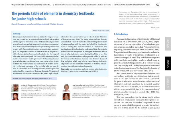 (PDF) The periodic table of elements in chemistry textbooks for junior ...