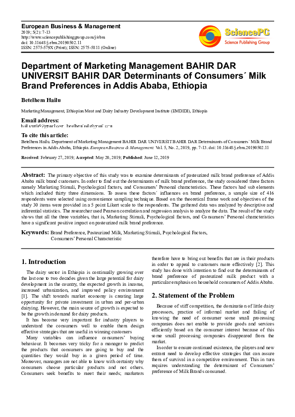 (PDF) Department of Marketing Management BAHIR DAR UNIVERSIT BAHIR DAR ...