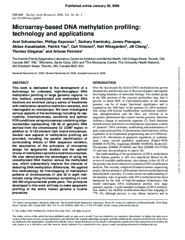 (PDF) Microarray-based DNA methylation profiling: technology and applications