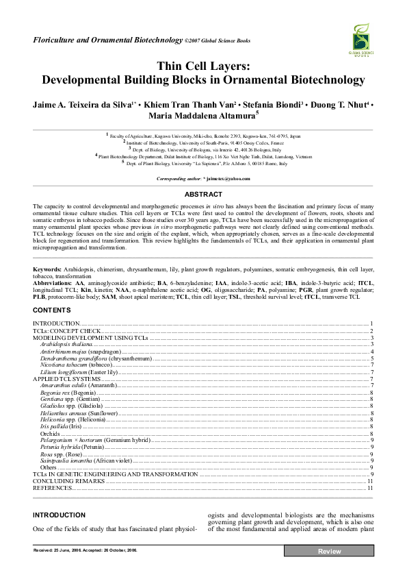 (PDF) Thin Cell Layers: Developmental Building Blocks in Ornamental ...
