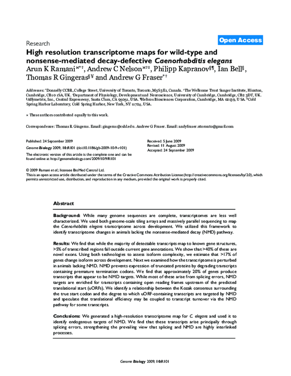 (PDF) High resolution transcriptome maps for wild-type and nonsense-mediated decay-defective ...