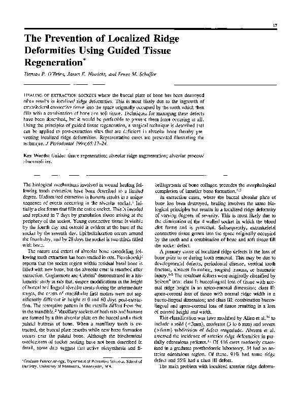 (PDF) The Prevention of Localized Ridge Deformities Using Guided Tissue ...