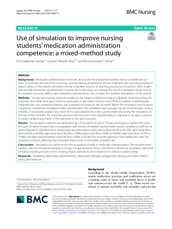 (PDF) Use of simulation to improve nursing students’ medication ...