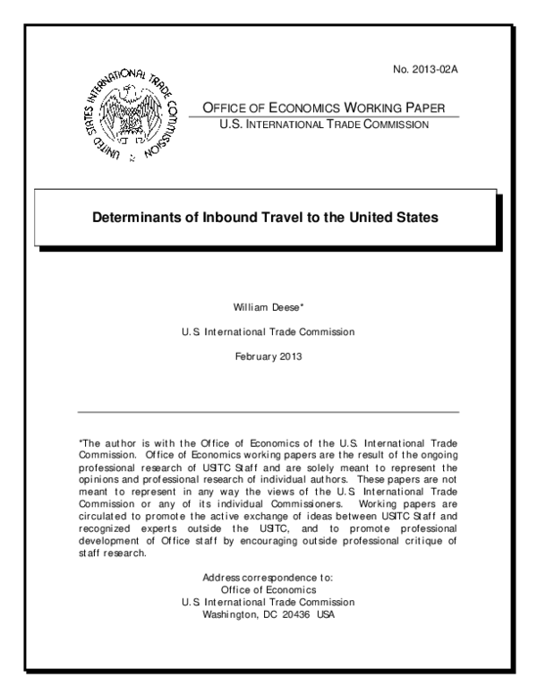 (PDF) Determinants of Inbound Travel to the United States