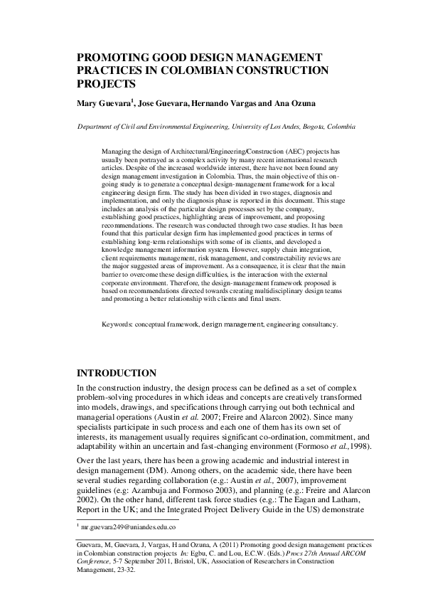 (PDF) Promoting Good Design Management Practices in Colombian ...