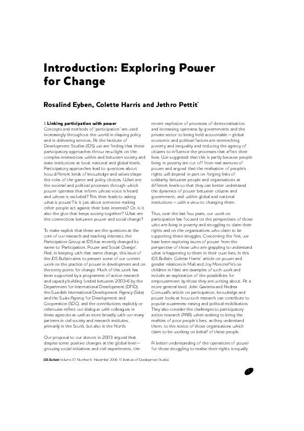 (PDF) Introduction: Exploring Power for Change
