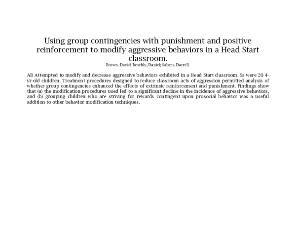 (PDF) Using Group Contingencies with Punishment and Positive ...