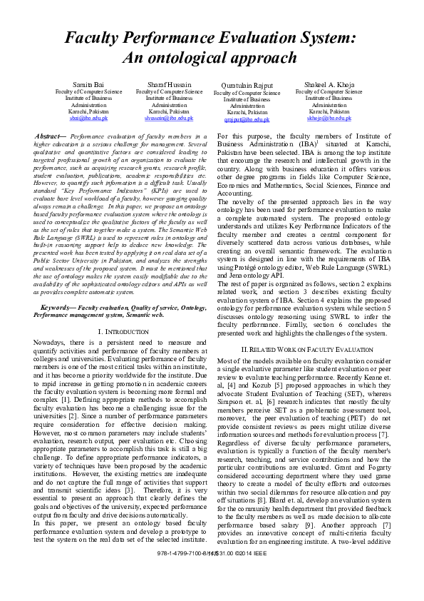 (PDF) Faculty performance evaluation system: An ontological approach