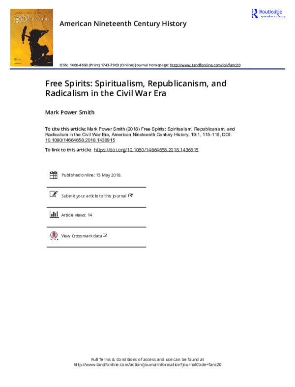 (PDF) Free Spirits: Spiritualism, Republicanism, and Radicalism in the ...