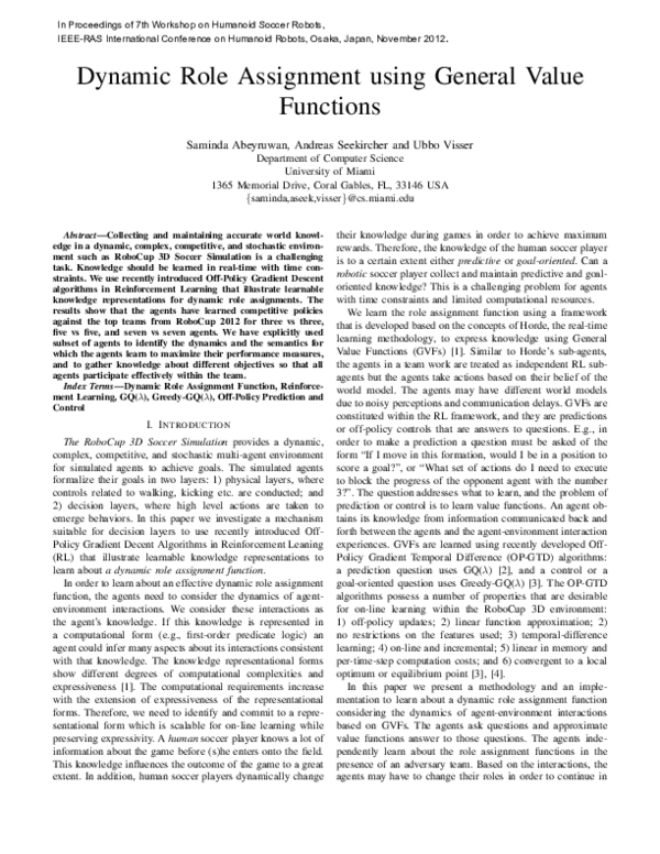 (PDF) Dynamic Role Assignment using General Value Functions