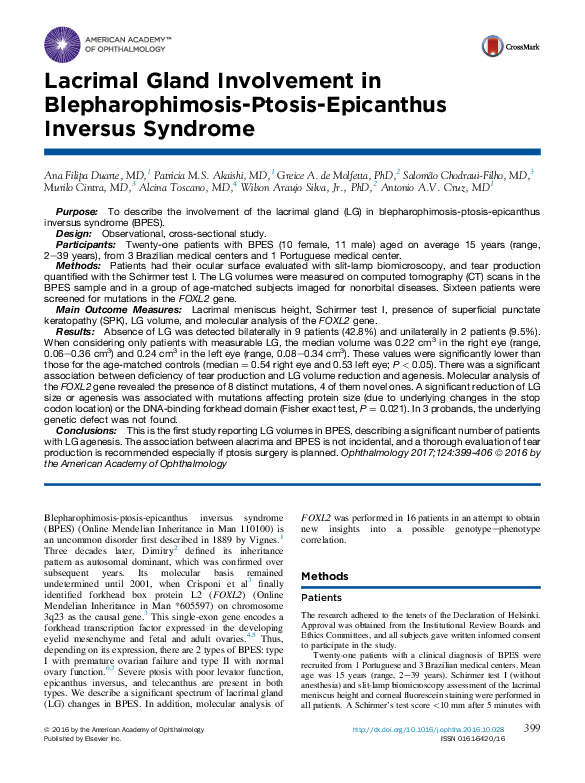 (PDF) Lacrimal Gland Involvement in Blepharophimosis-Ptosis-Epicanthus ...