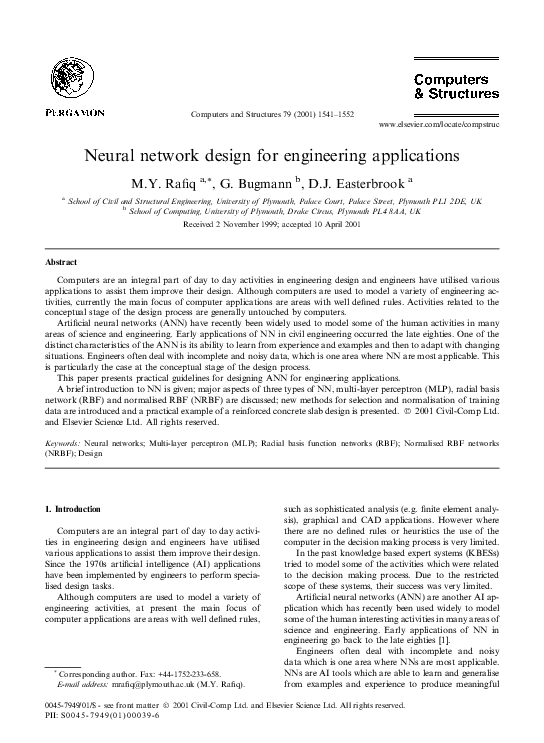 (PDF) Neural network design for engineering applications | Sumit Bhati - Academia.edu