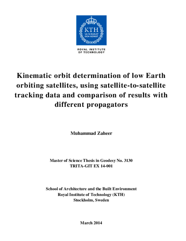 Pdf Kinematic Orbit Determination Of Low Earth Orbiting Satellites