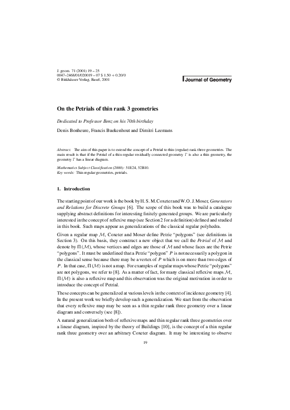 (PDF) On the Petrials of thin rank 3 geometries