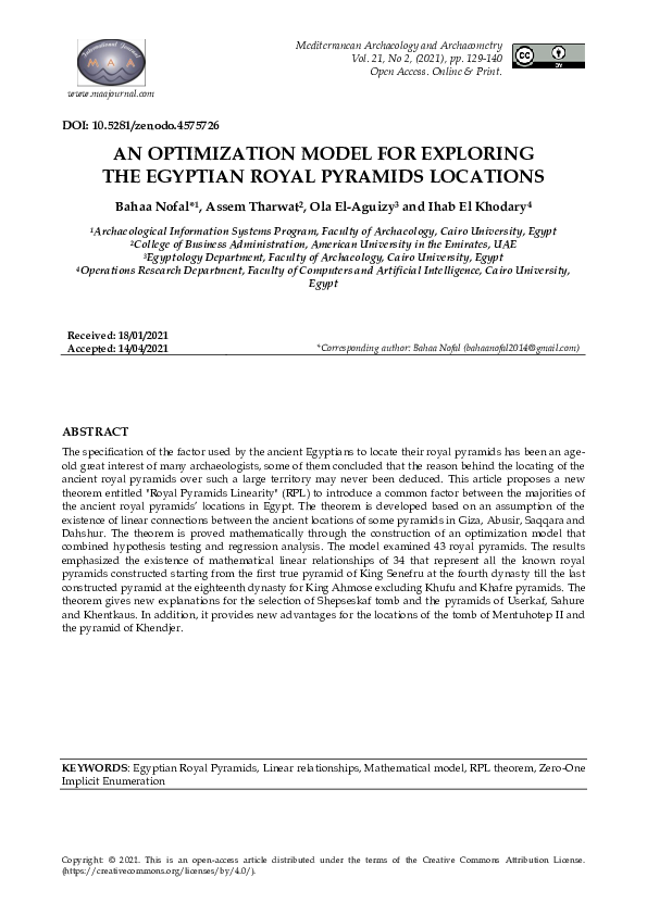 (PDF) An Optimization Model for Exploring the Egyptian Royal Pyramids ...