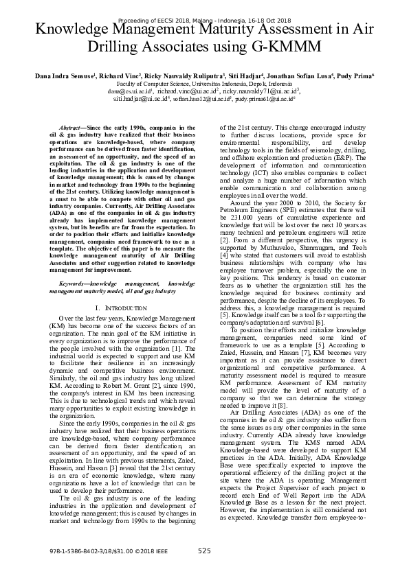 (PDF) Knowledge Management Maturity Assessment in Air Drilling ...