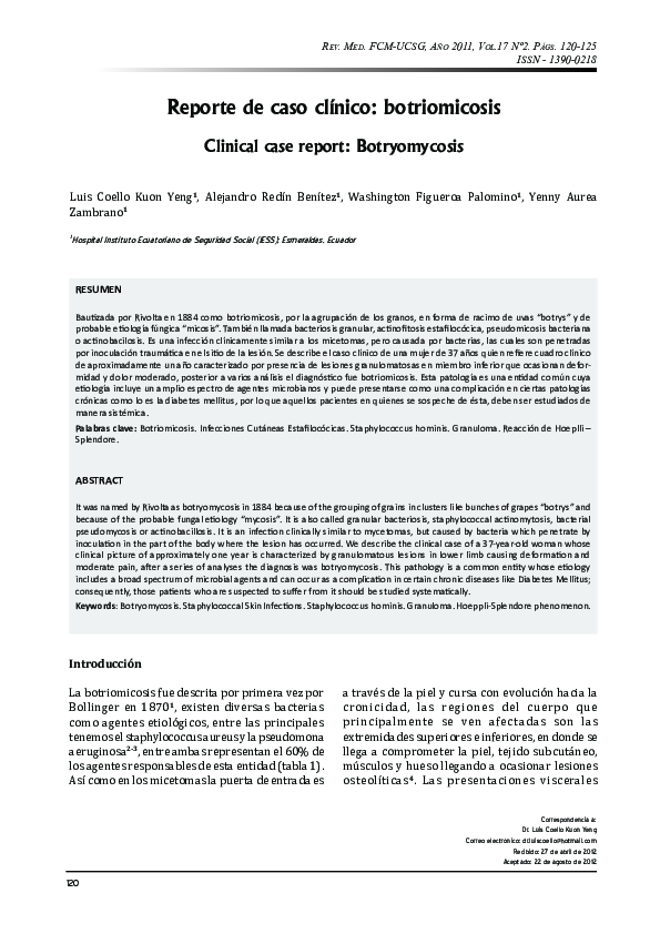 (PDF) Reporte de caso clínico: botriomicosis
