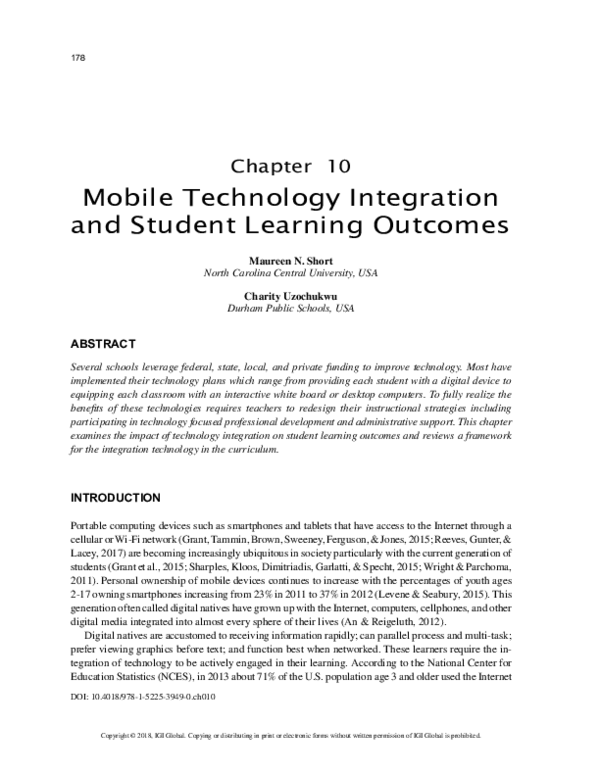 (PDF) Mobile Technology Integration and Student Learning Outcomes