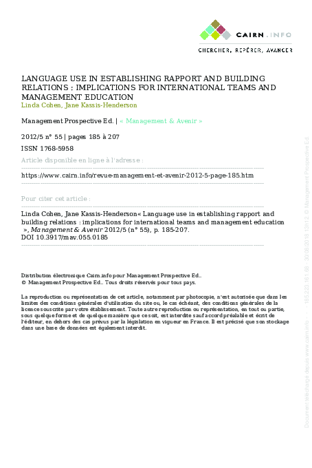 (PDF) Language use in establishing rapport and building relations : implications for ...