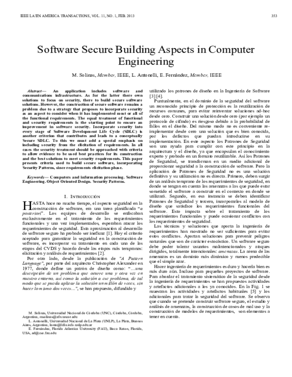 Pdf Software Secure Building Aspects In Computer Engineering Leandro Antonelli 