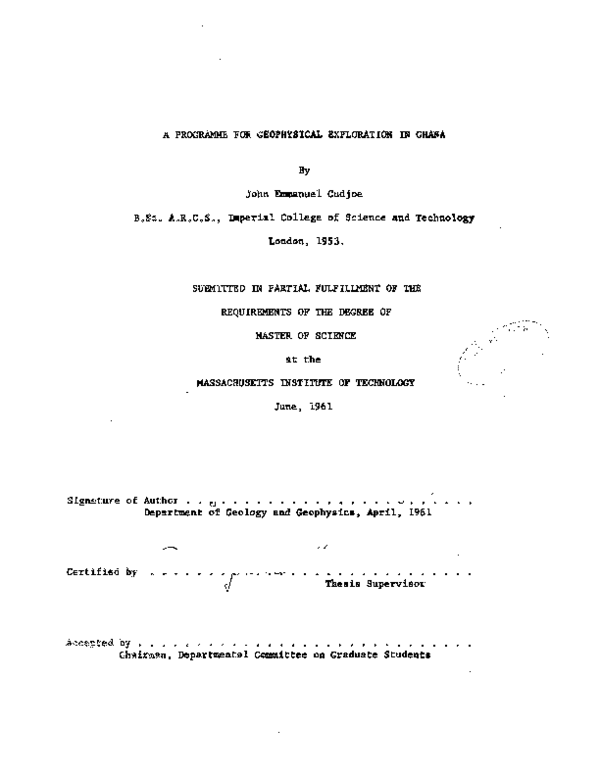 Pdf A Programme For Geophysical Exploration In Ghana Emmanuel Cudjoe
