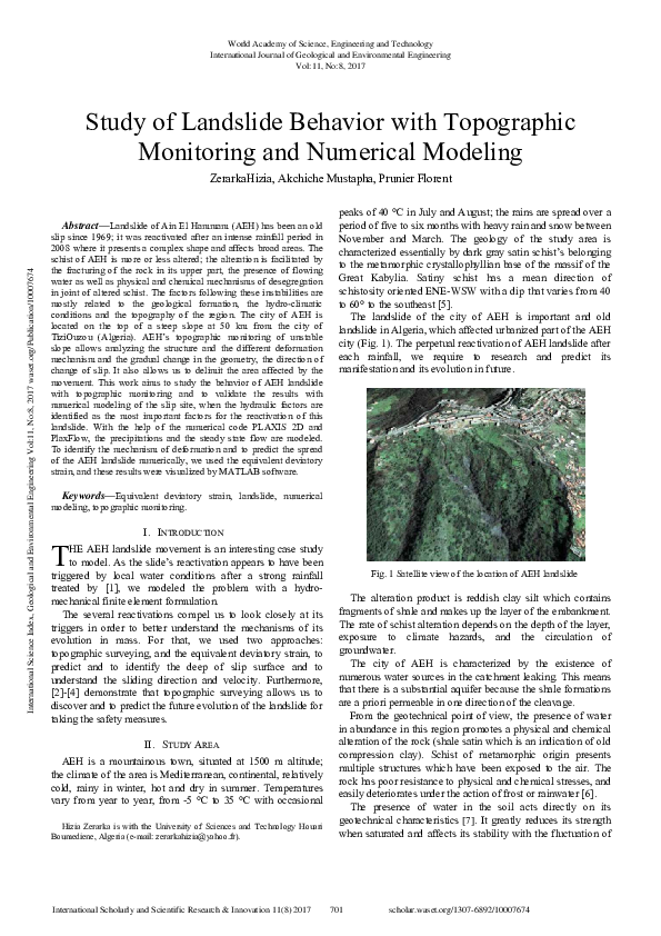 (PDF) Study Of Landslide Behavior With Topographic Monitoring And ...