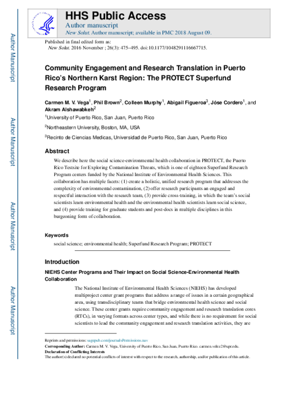 (PDF) Community Engagement and Research Translation in Puerto Rico's ...