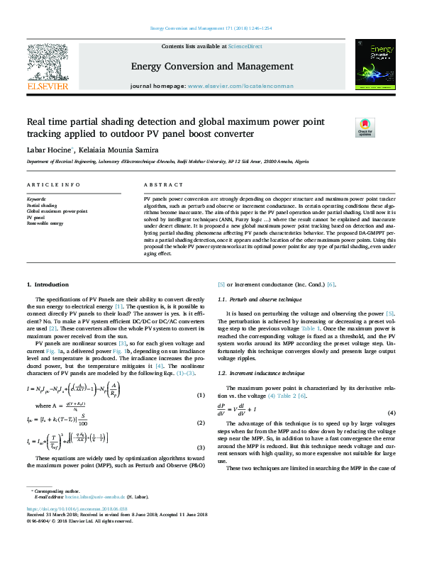 Pdf Real Time Partial Shading Detection And Global Maximum Power