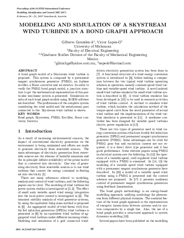 (PDF) Modelling and Simulation of a Skystream Wind Turbine in a Bond Graph Approach