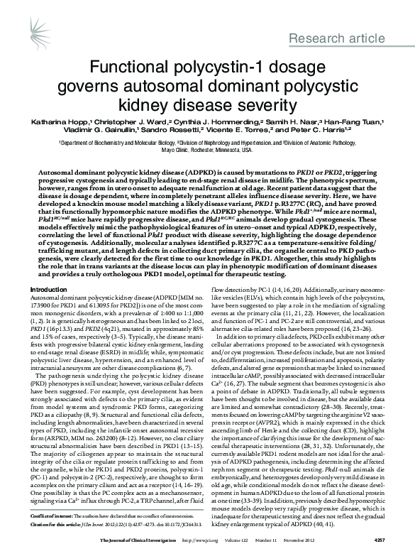 (PDF) Functional polycystin-1 dosage governs autosomal dominant ...