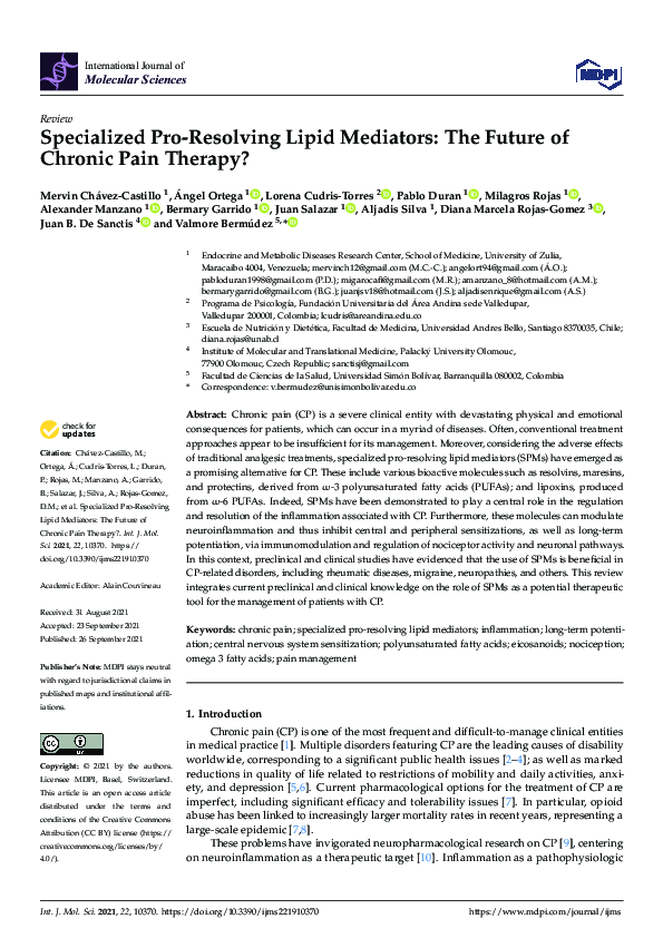 (PDF) Specialized Pro-Resolving Lipid Mediators: The Future of Chronic ...