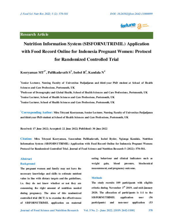 (PDF) Nutrition Information System (SISFORNUTRIMIL) Application with ...