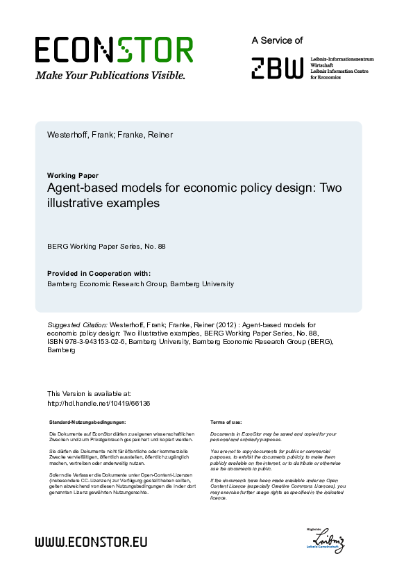 (PDF) Agent-based models for economic policy design: Two illustrative ...
