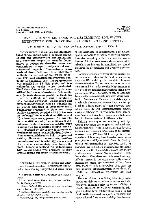 (PDF) Evaluation of Methods for Determining Soil-Water Retentivity and ...