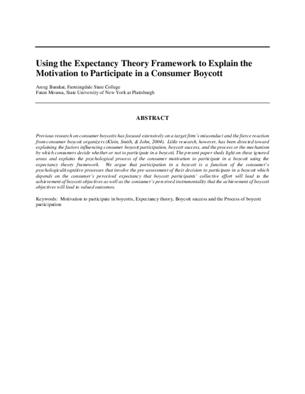 (PDF) Using the Expectancy Theory Framework to Explain the Motivation ...