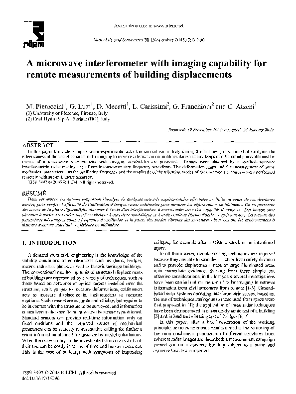 (PDF) A microwave interferometer with imaging capability for remote ...