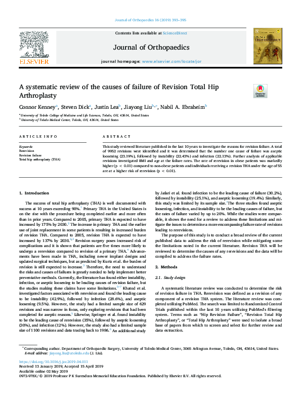 (PDF) A systematic review of the causes of failure of Revision Total ...