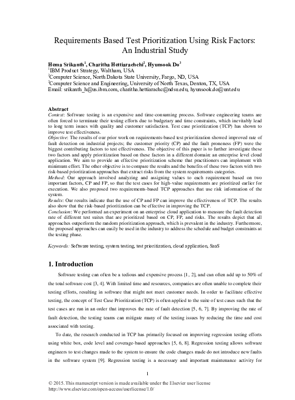 (PDF) Requirements based test prioritization using risk factors: an ...