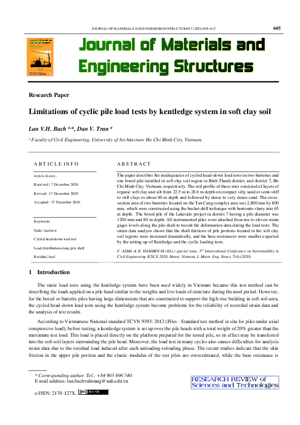 (PDF) Limitations of cyclic pile load tests by kentledge system in soft ...