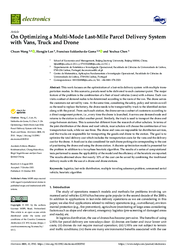 (PDF) On Optimizing a Multi-Mode Last-Mile Parcel Delivery System with ...