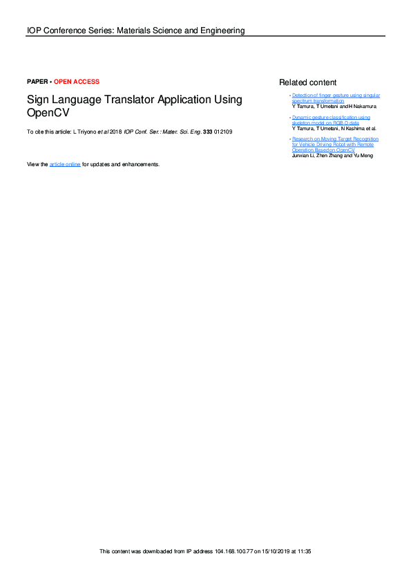 (PDF) Sign Language Translator Application Using OpenCV