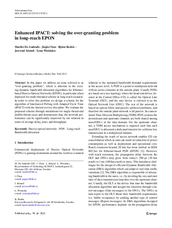 Enhanced IPACT: solving the over-granting problem in long-reach EPON