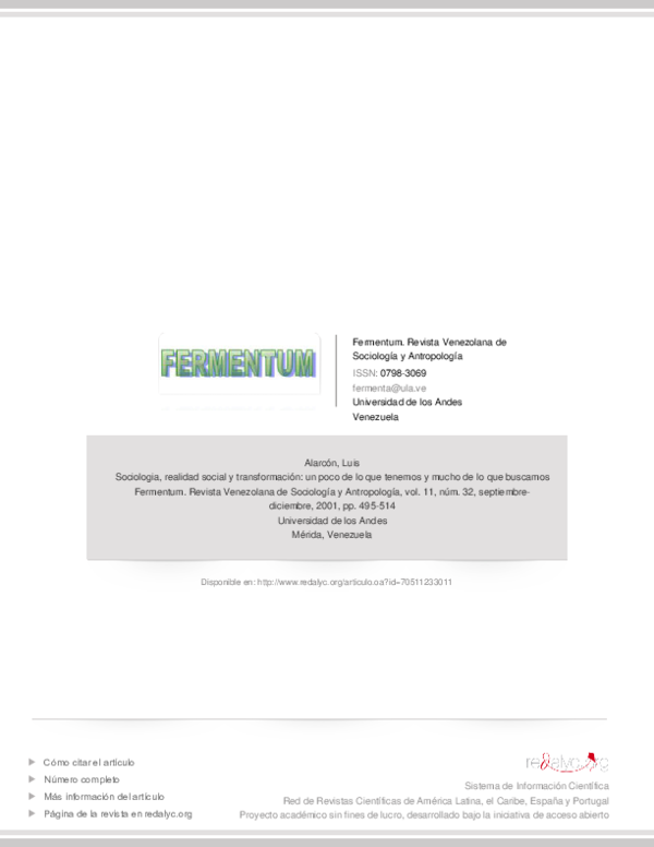 (PDF) Sociologia, realidad social y transformación: un poco de lo que tenemos y mucho de lo que ...