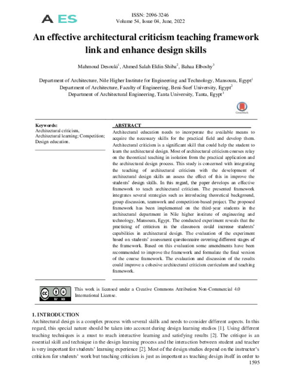 (PDF) An effective architectural criticism teaching framework link and ...