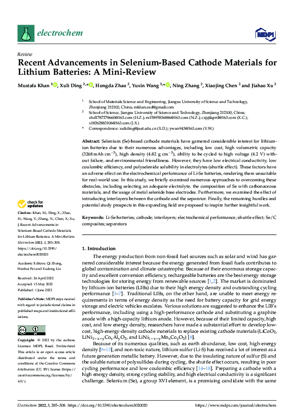 (PDF) Recent Advancements in Selenium-Based Cathode Materials for ...