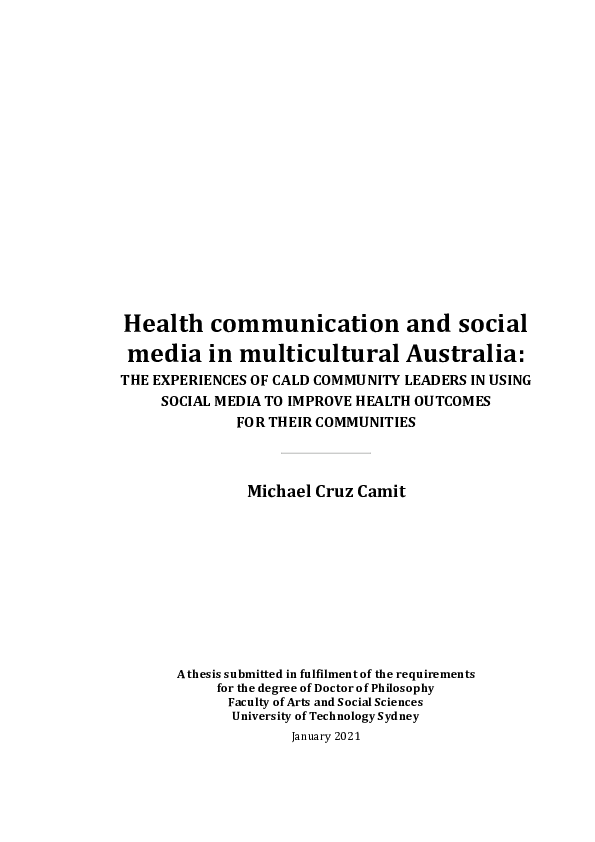 (PDF) Health communication and social media in multicultural Australia ...